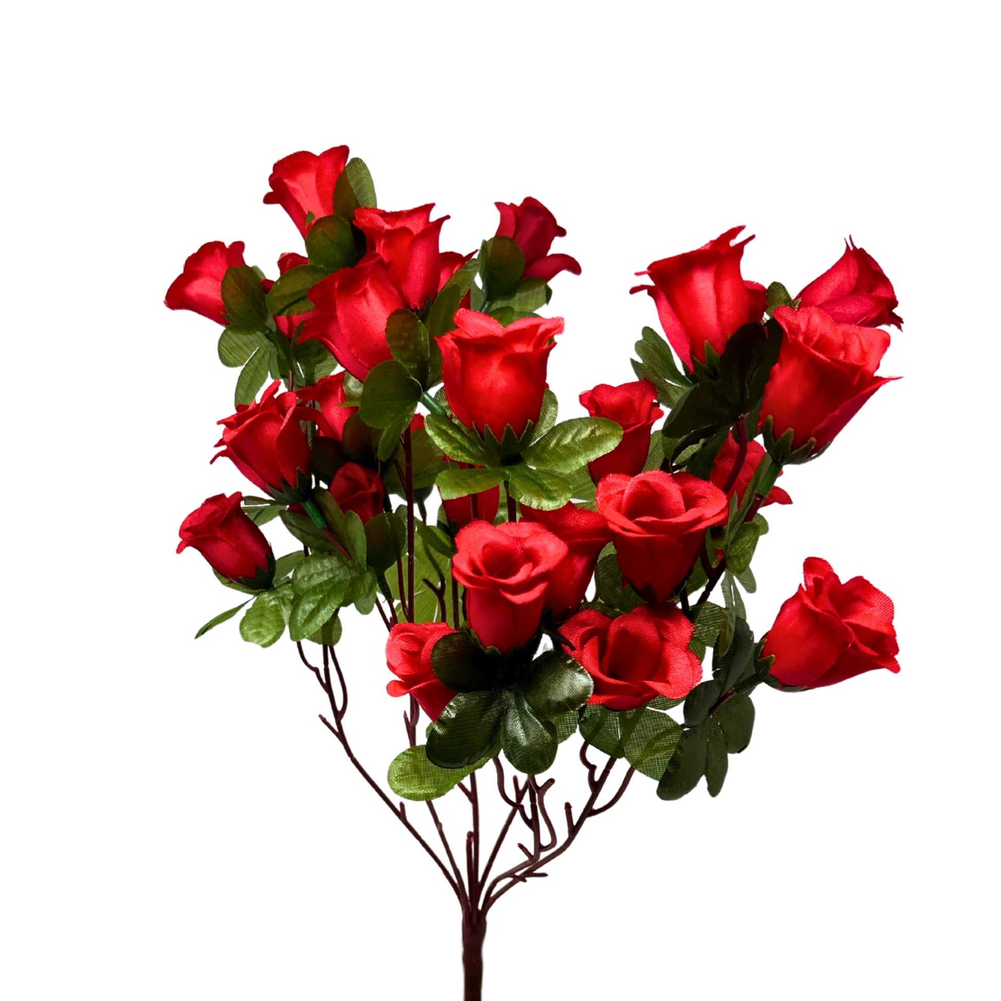 Mini Rose Bud Bush x6 w/ 24 Heads - Red - 16" | GTE – David Christopher's